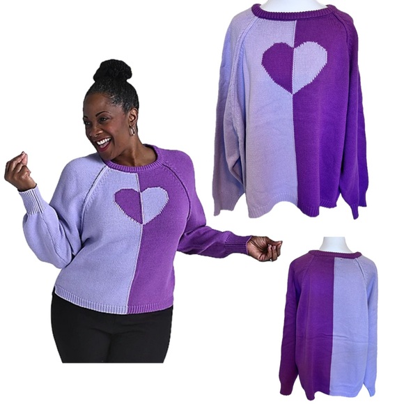 Kate & Mallory | Sweaters | Nwot Kate Mallory Twotone Purple Heart ...